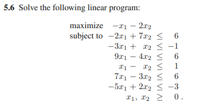 Solved 5.6 ﻿Solve the following linear program: ﻿maximize | Chegg.com