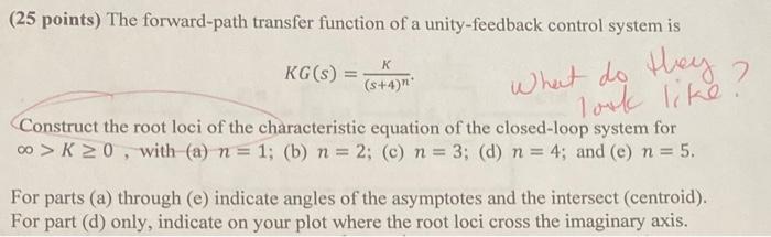 Solved (25 points) The forward-path transfer function of a | Chegg.com