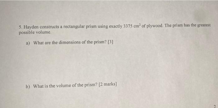 Solved 5. Hayden constructs a rectangular prism using | Chegg.com