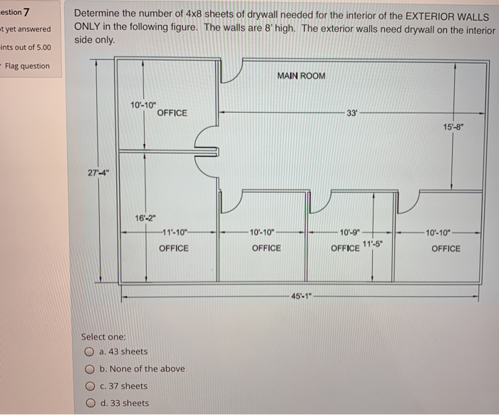 Solved estion 7 t yet answered Determine the number of 4x8 | Chegg.com