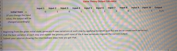 Solved Game Theory Output Calculator Input 1 Input 2 Input 3 | Chegg.com