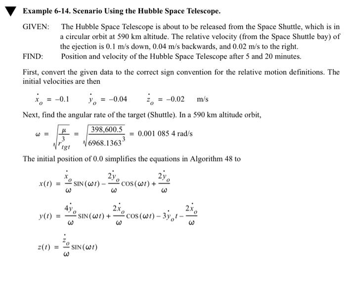 Solved Example 6-14. Scenario Using the Hubble Space | Chegg.com