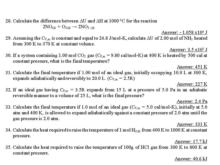 Solved 28. Calculate the difference between AU and AH at | Chegg.com