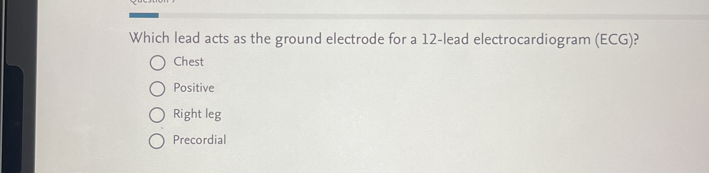 Which lead acts as the ground electrode for a 12-lead | Chegg.com