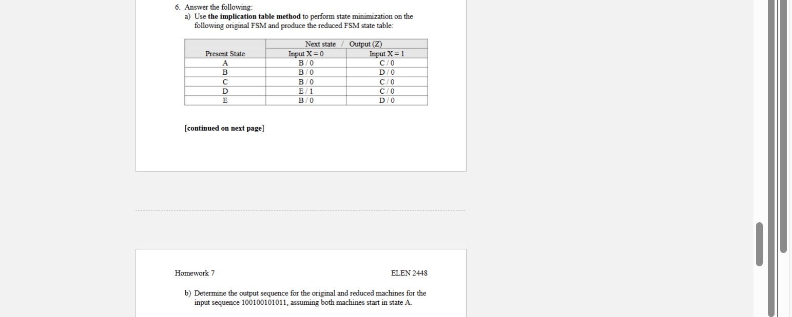 Solved Answer the following:a) ﻿Use the implication table | Chegg.com