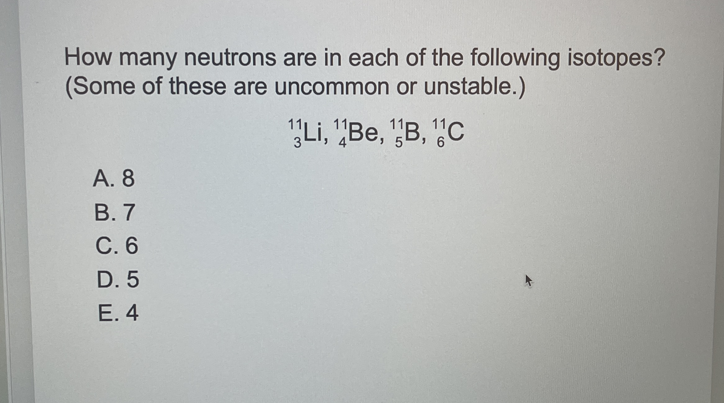 Solved How many neutrons are in each of the following | Chegg.com