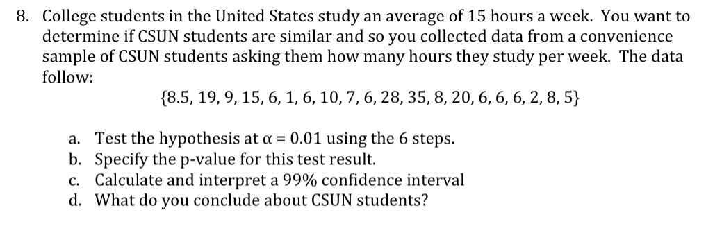Solved College students in the United States study an | Chegg.com