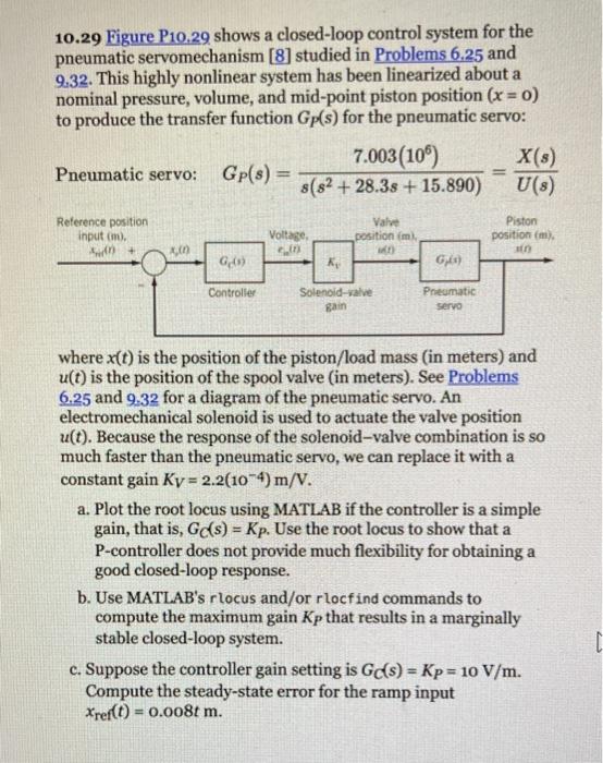 Solved 10.29 Eigure P10.29 shows a closed-loop control | Chegg.com