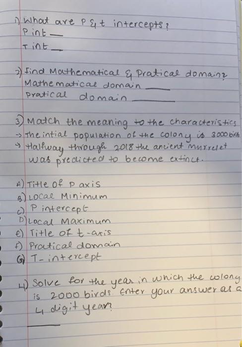 Solved Ancient Murrelet Population Study Math 0130 The | Chegg.com