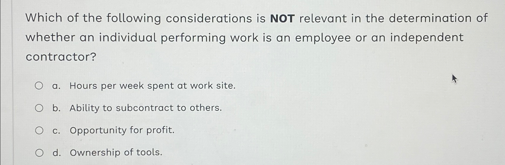 Solved Which of the following considerations is NOT relevant | Chegg.com