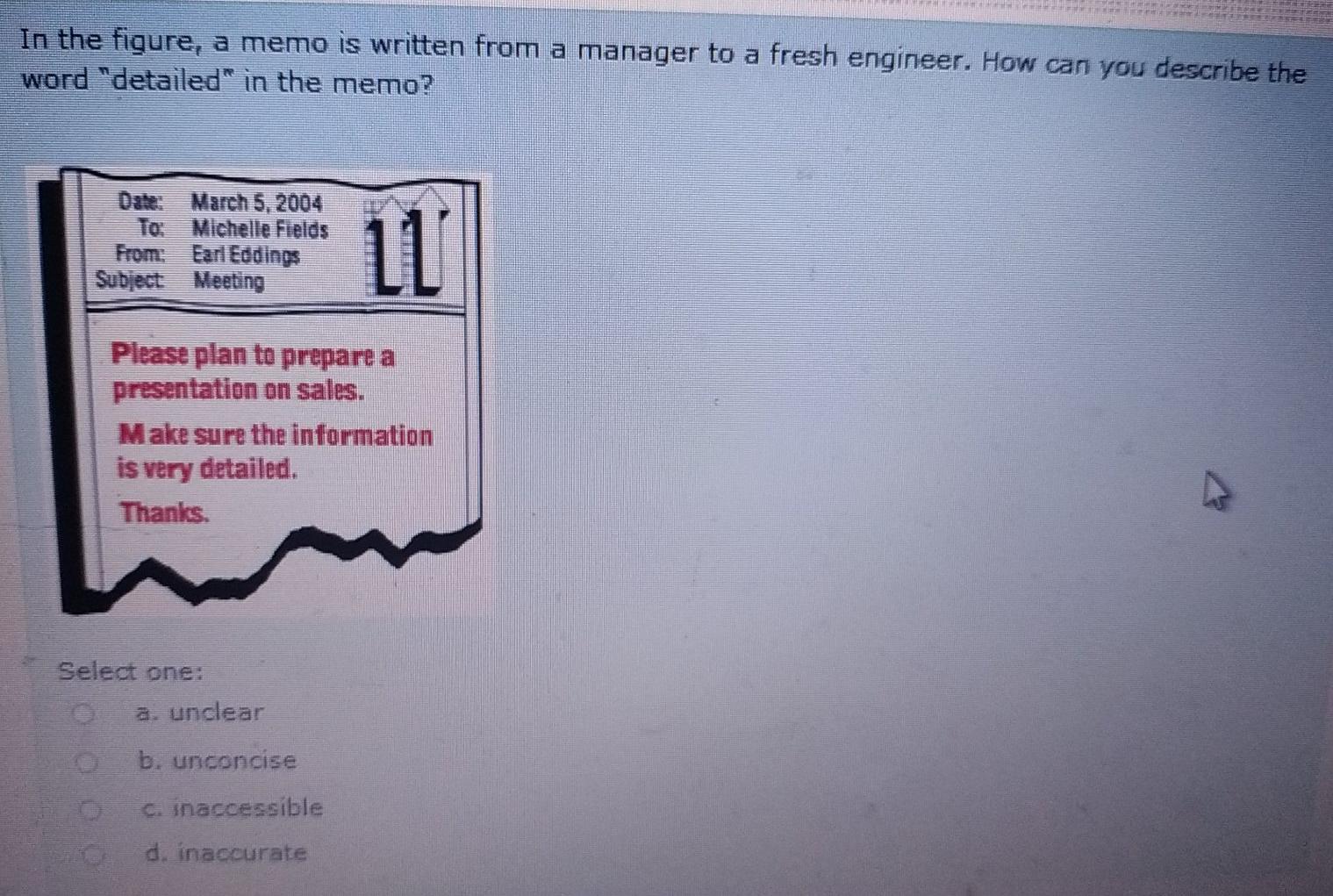 Solved In the figure, a memo is written from a manager to a | Chegg.com