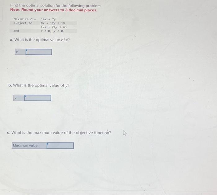 Solved Find the optimal solution for the following problem. | Chegg.com