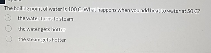 Solved The boiling point of water is 100C. ﻿What happens | Chegg.com