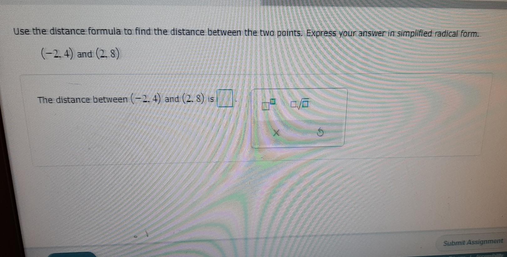Solved Use the distance formula to find the distance between | Chegg.com
