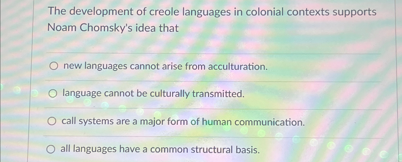 Solved The development of creole languages in colonial | Chegg.com