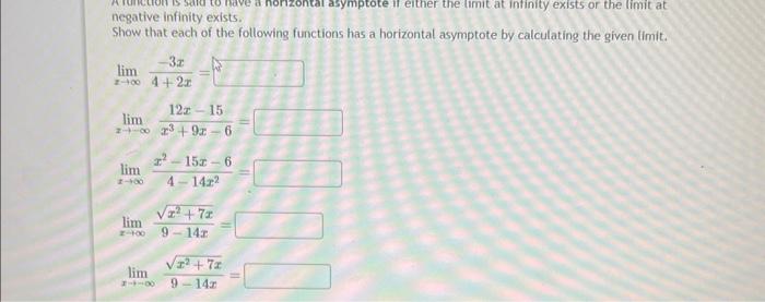 Solved negative infinity exists. Show that each of the | Chegg.com