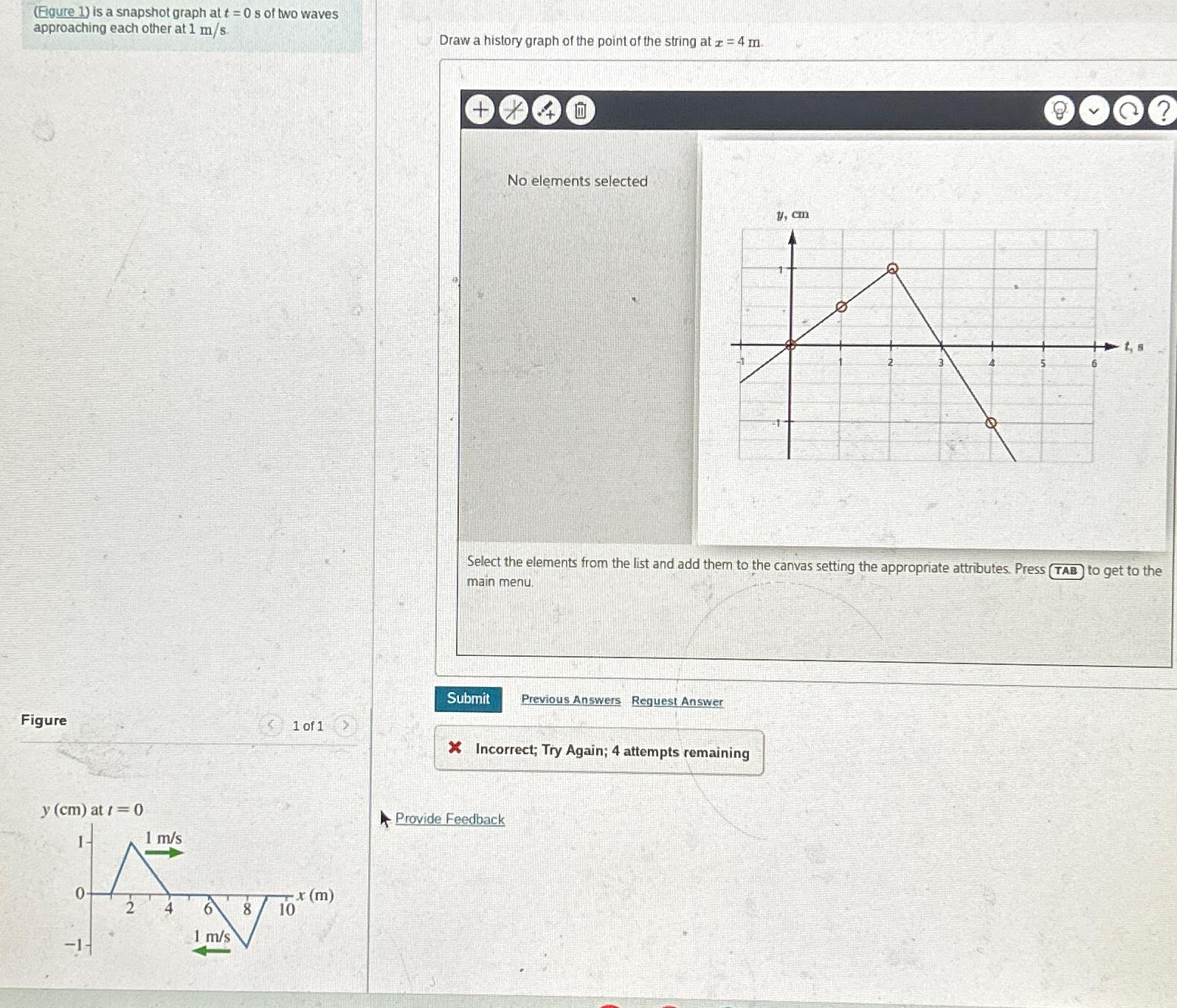 Solved (Figure 1) ﻿is a snapshot graph at t=0s ﻿of two waves | Chegg.com