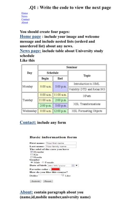 Solved Q1: Write the code to view the next page Home Nens | Chegg.com