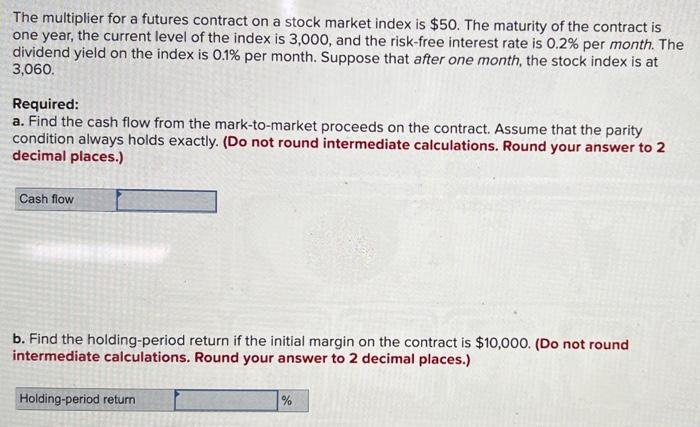 Solved The multiplier for a futures contract on a stock | Chegg.com