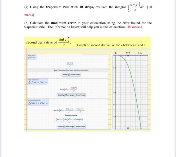 Solved (a) Using the trapezium rule with 10 strips, evaluate | Chegg.com