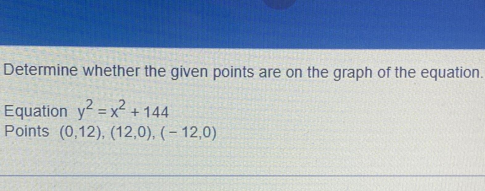 Solved Determine whether the given points are on the graph | Chegg.com