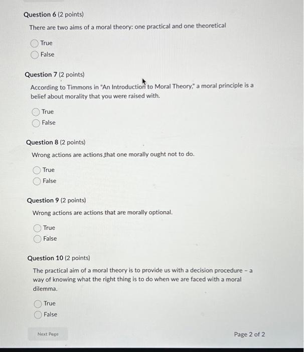 Solved There are two aims of a moral theory: one practical | Chegg.com