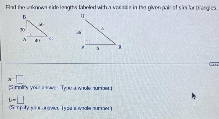 Solved Find the unknown side lengths labeled with a variable | Chegg.com