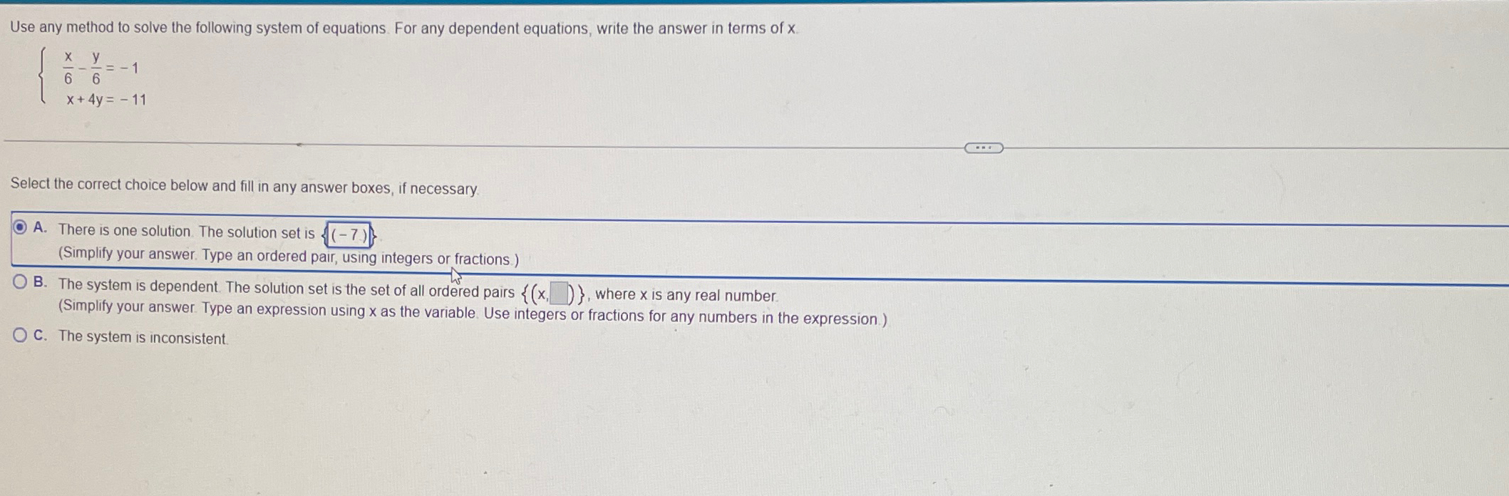 Solved Use any method to solve the following system of | Chegg.com
