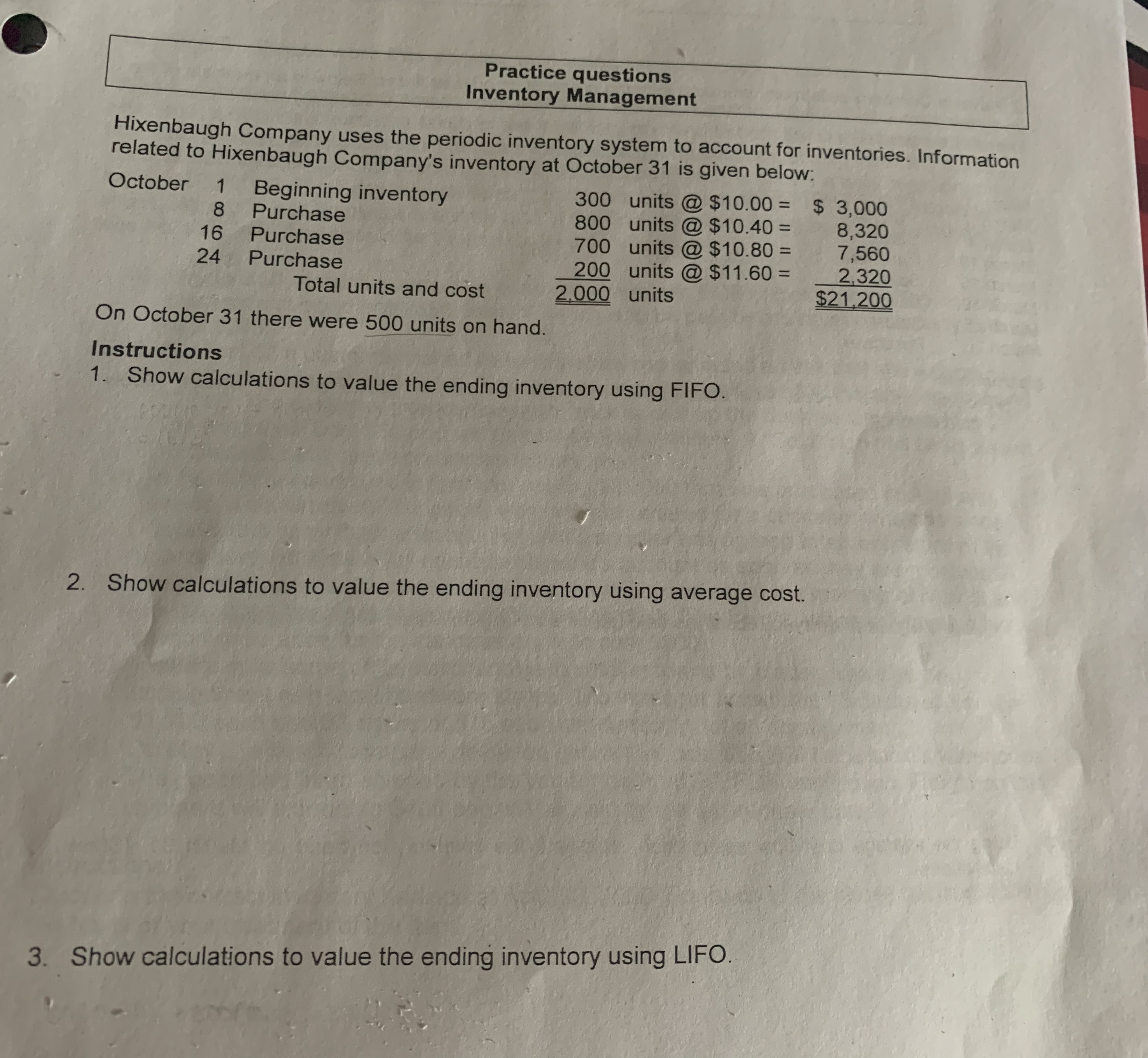 Hixenbaugh Company uses the periodic inventory system | Chegg.com