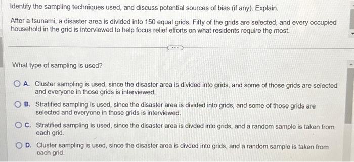Solved Identify the sampling techniques used, and discuss | Chegg.com