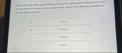 Solved According to the Cahn-lngold-Prelog (CIP) ﻿priority | Chegg.com