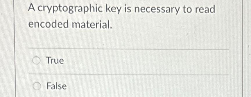 Solved A cryptographic key is necessary to read encoded | Chegg.com