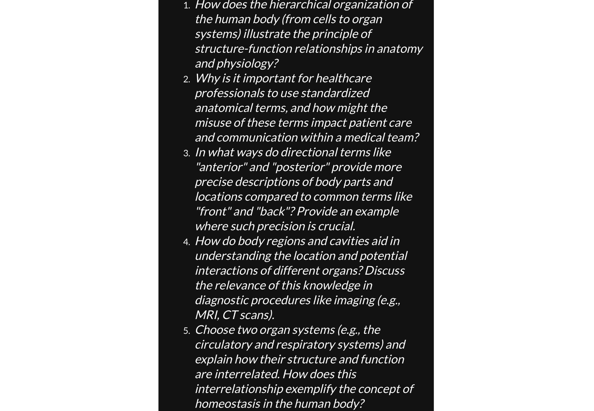 Solved How does the hierarchical organization of the human | Chegg.com