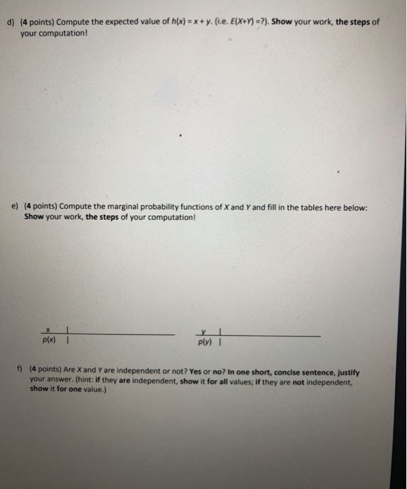 Solved 1. (22 points) Consider the following joint | Chegg.com