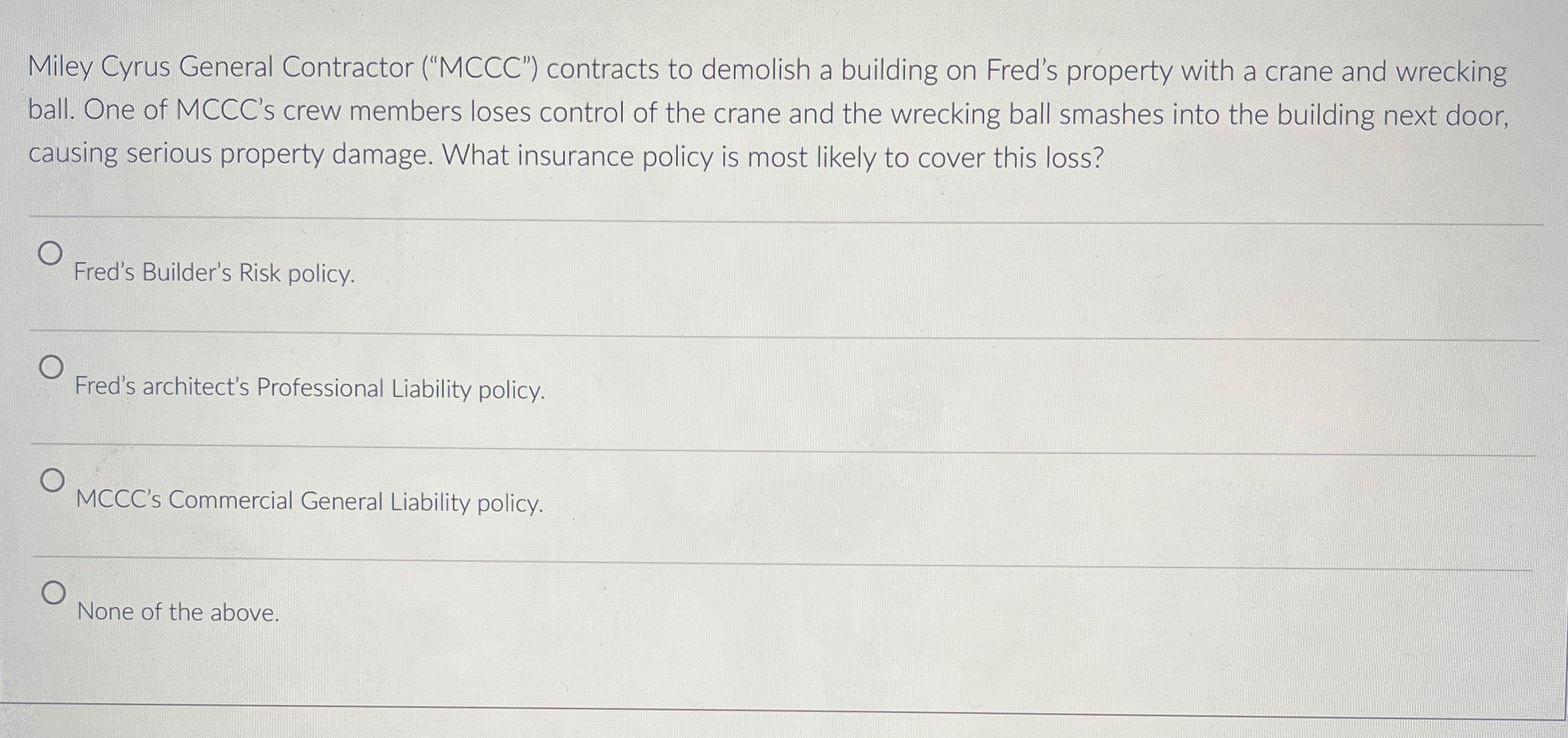 Solved Miley Cyrus General Contractor ("MCCC") ﻿contracts to | Chegg.com