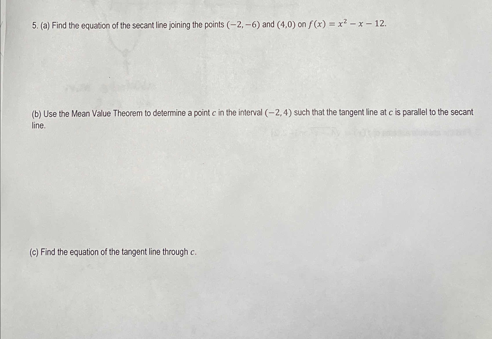 Solved (a) ﻿Find the equation of the secant line joining the | Chegg.com