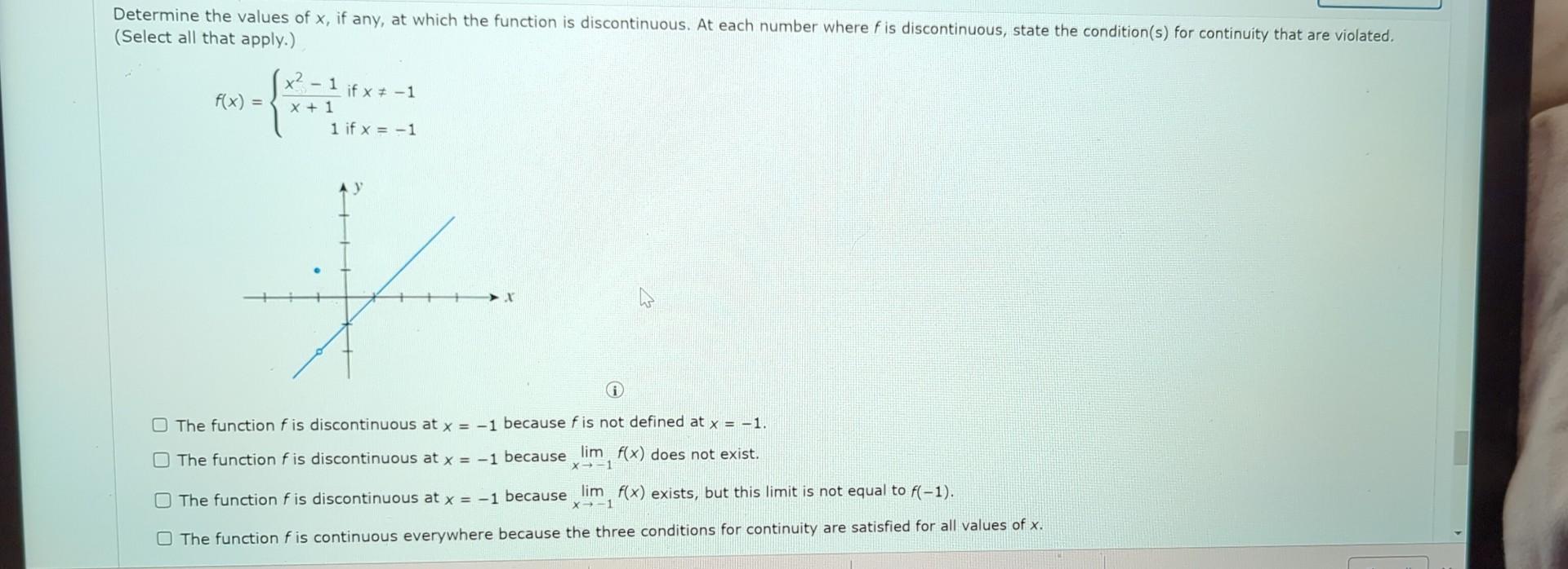 Solved Determine the values of x, if any, at which the | Chegg.com