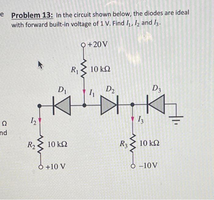 Solved Problem 13: In the circuit shown below, the diodes | Chegg.com