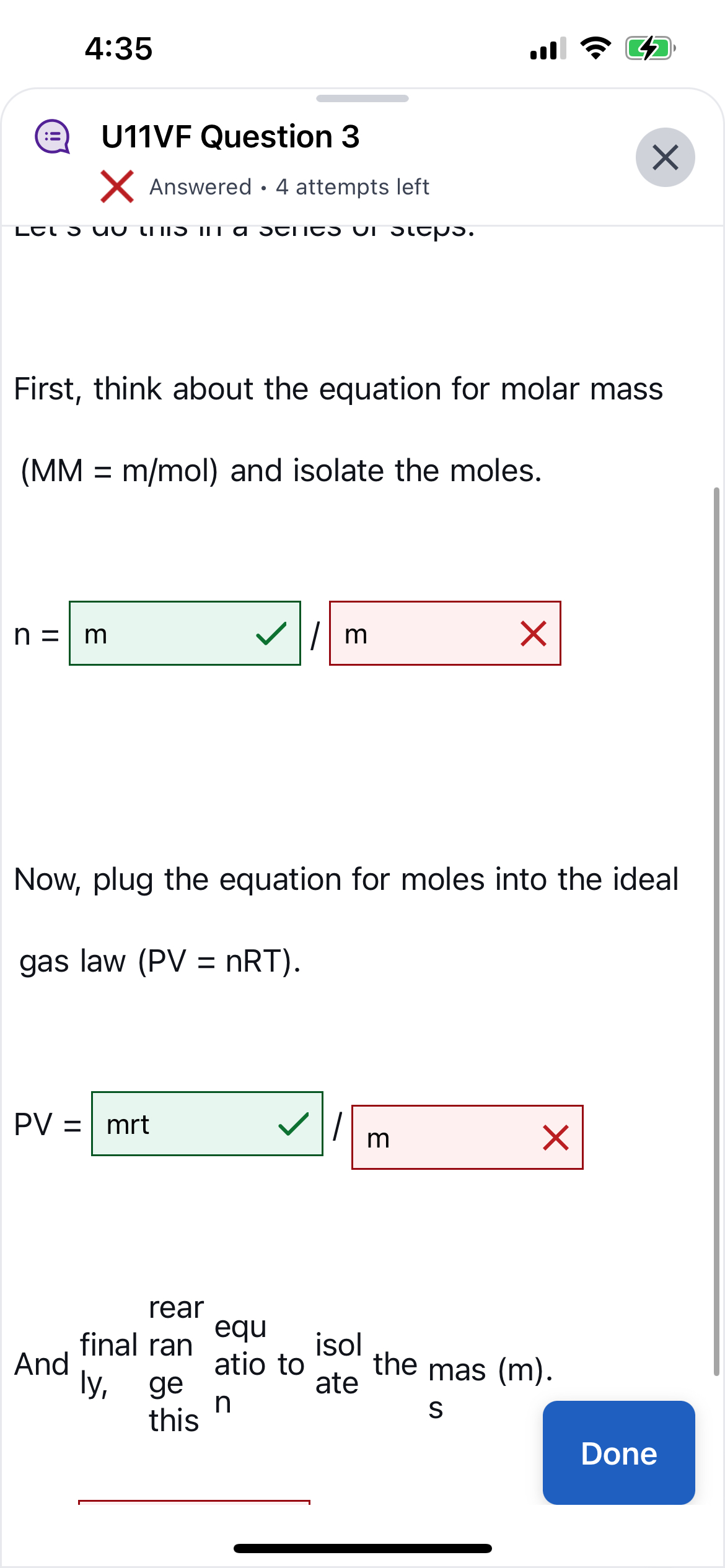 Solved 4:35U11VF Question 3Answered 4 ﻿attempts leftFirst, | Chegg.com