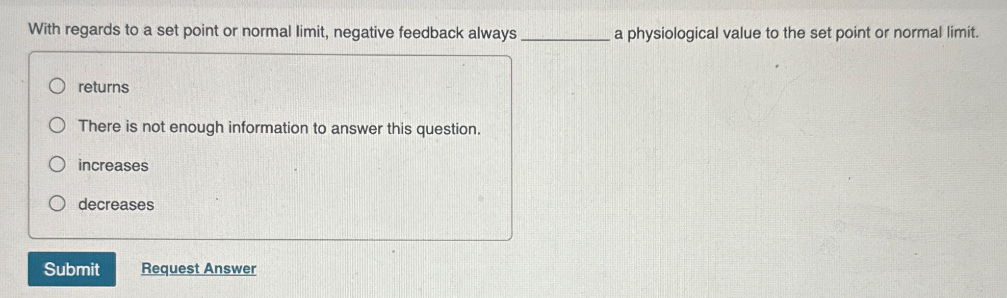 Solved With regards to a set point or normal limit, | Chegg.com
