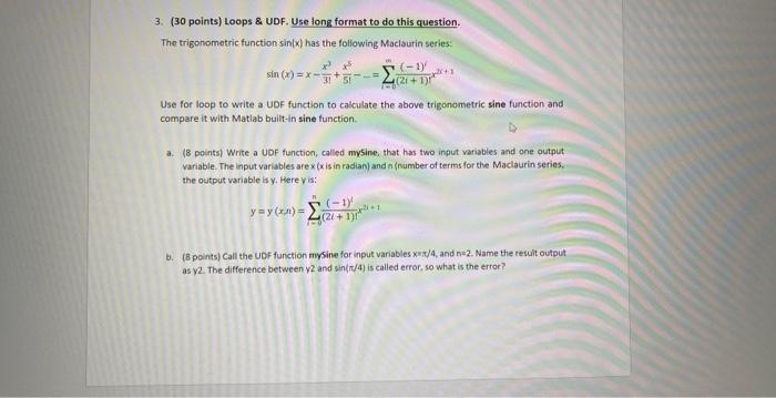 Solved 3 30 Points Loops And Udf Use Long Format To Do