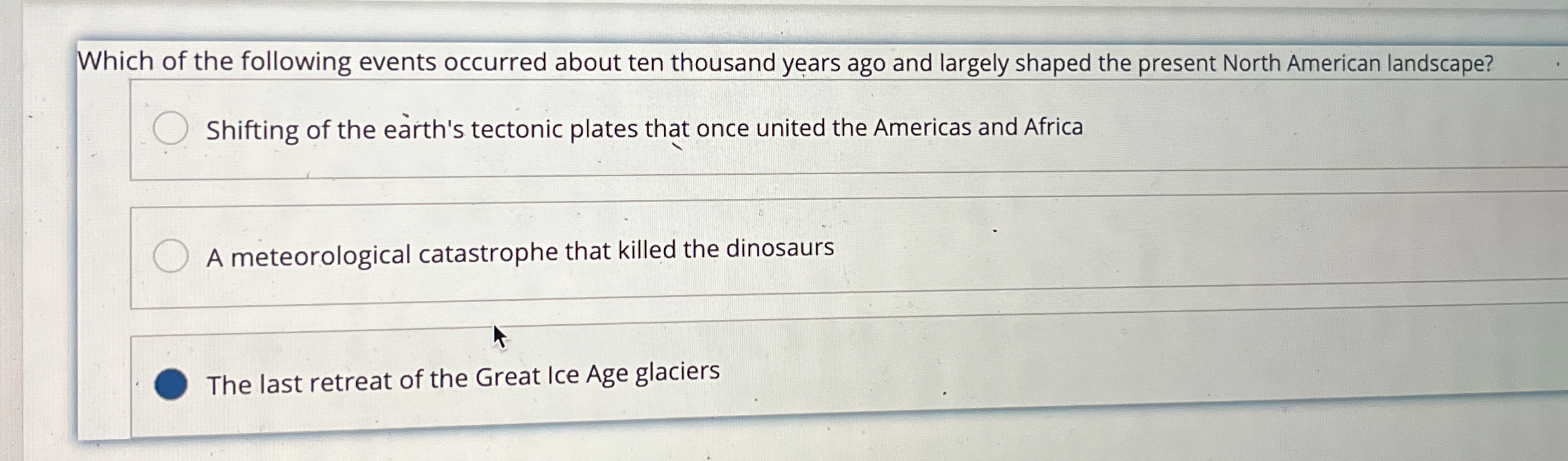 Solved Which of the following events occurred about ten | Chegg.com