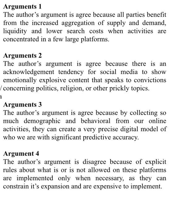 Solved Arguments 1 The author's argument is agree because | Chegg.com