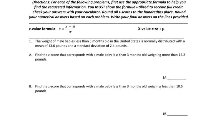 Solved Directions: For each of the following problems, first | Chegg.com