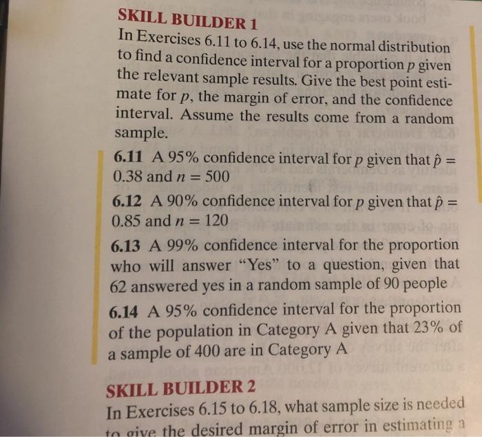 Solved Skill Builder 1 In Exercises 6 11 To 6 14 Use The