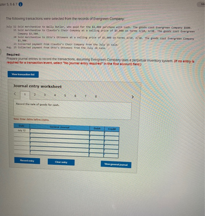 Solved pter 5,6&7 Sa The following transactions were | Chegg.com Solved pter 5,6&7 Sa The following transactions were | Chegg.com