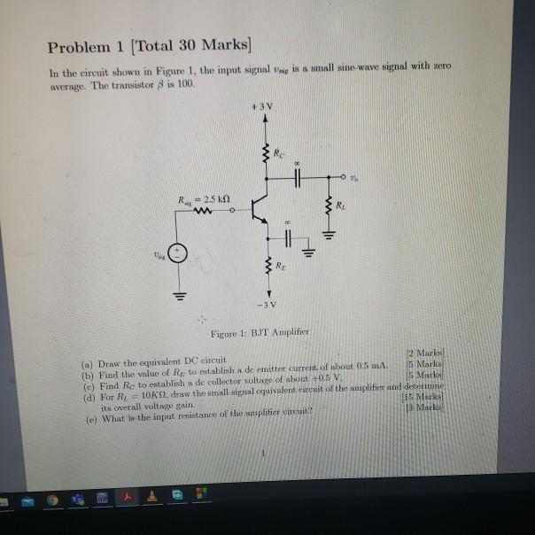 Solved In the circuit shown in Figure 1, the input signal | Chegg.com