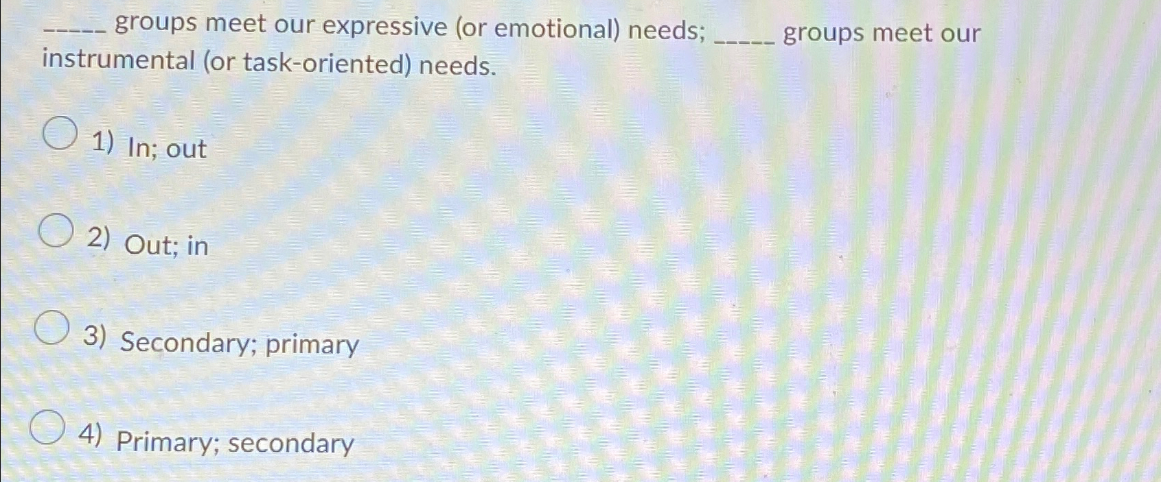 Solved groups meet our expressive (or emotional) ﻿needs; | Chegg.com
