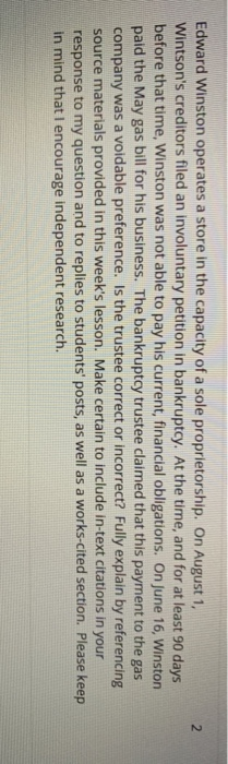 2 Edward Winston operates a store in the capacity of | Chegg.com