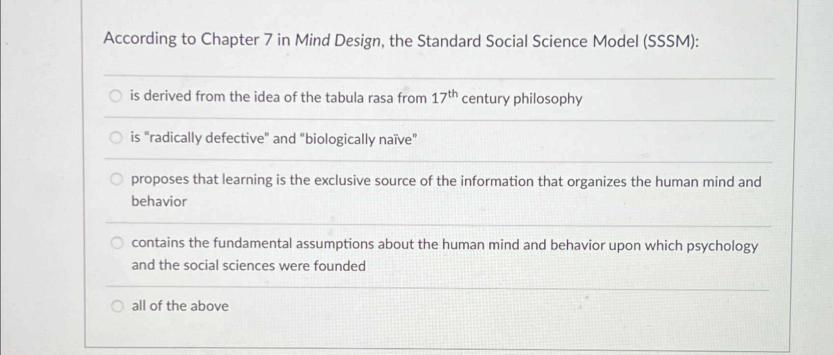 Solved According to Chapter 7 ﻿in Mind Design, the Standard | Chegg.com